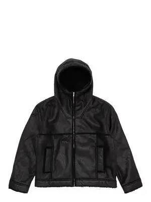 Supreme Faux Shearling Hooded Jacket - Black
