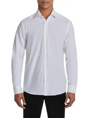 JACK VICTOR Aurelio Cotton & Silk Blend Dress Shirt - White