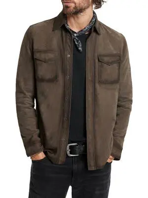 John Varvatos Izzy Suede Shirt Jacket - Earth Brown