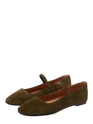 Madewell Madewell Suede Ballet Flats With Elastic Strap Olive