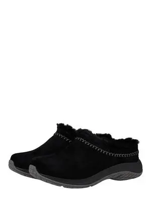 Merrell Suede Faux Fur Lined Clogs - Black