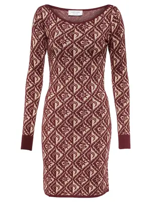 MARINE SERRE Moon Diamant Jacquard Wool-blend Minidress - Burgundy