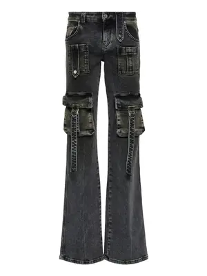 Blumarine Low-rise Denim Cargo Pants - Black