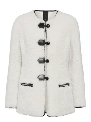 BLANCHA Leather-trimmed Shearling Jacket - White