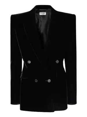 Saint Laurent SAINT LAURENT Velvet Double-Breasted Blazer Black