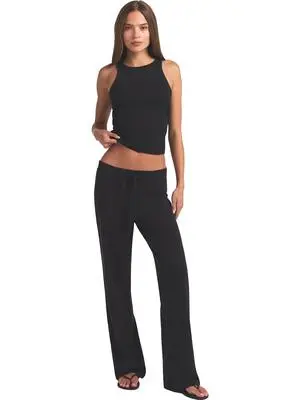 SKIMS Cotton Jersey Straight Leg Pant - Soot