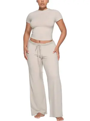 SKIMS SKIMS Cotton Jersey Straight Leg Pant Stone