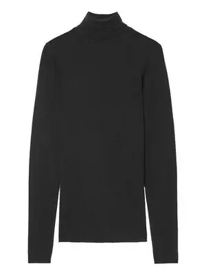 Cos Merino Wool Turtleneck Top Black