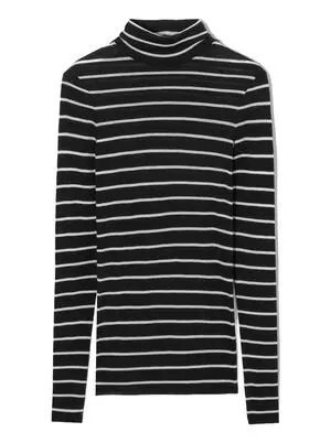 Cos Merino Wool Turtleneck Top Black/white
