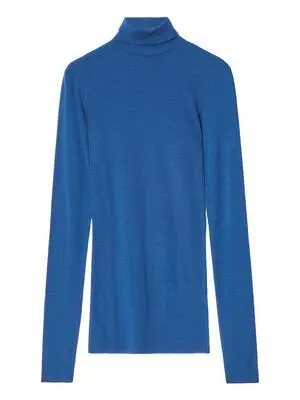 Cos Merino Wool Turtleneck Top Bright Blue