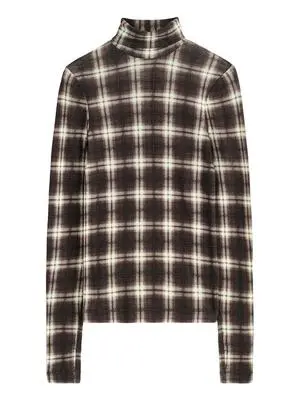 Cos Merino Wool Turtleneck Top With Ribbed High Neckline Brown