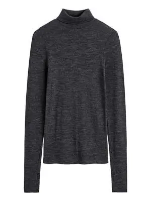 Cos Merino Wool Turtleneck Top Dark Grey