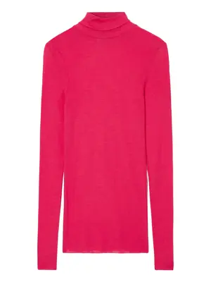 Cos Merino Wool Turtleneck Top Pink