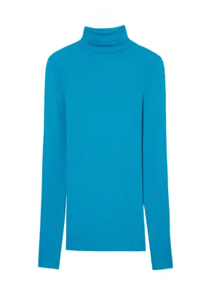 Cos Merino Wool Turtleneck Top Turquoise