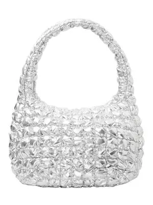 Cos Oversized Quilted Crossbody Bag Silver