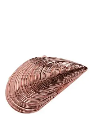 Simkhai Bridget Oyster Shell Clutch Bag Dark Copper
