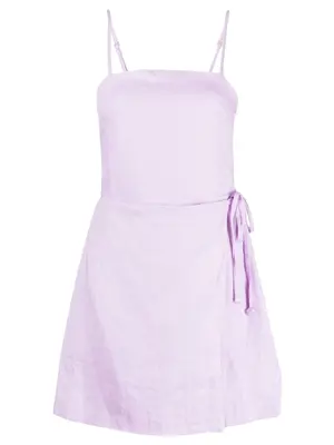 Faithfull The Brand Ilian Linen Wrap Minidress - Purple