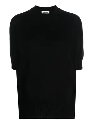 JIL SANDER Ribbed Cashmere Knitted Top - Black