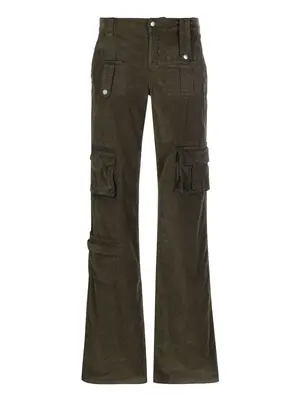 Blumarine Velvet Flared Cargo Trousers - Green