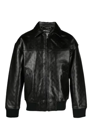 MISBHV Monogram-jacquard Leather Jacket - Black