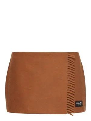 Prada Wraparound Cashmere Miniskirt - Orange