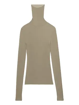 Ami Roll-neck Ribbed Sweater - Neutrals