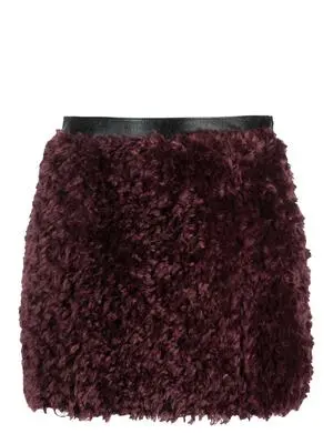 Patrizia Pepe Brushed-effect Faux-fur Miniskirt - Black