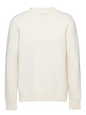 Prada Logo-embroidered Cashmere Jumper - White
