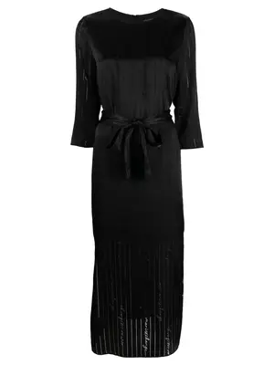 Armani Exchange Logo-embroidered Satin Midi Dress - Black