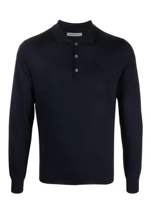 Corneliani 120's Virgin Wool Polo Shirt - Blue