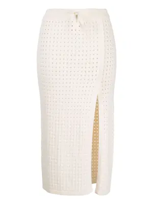 Cashmere In Love Mona Crochet-knit Midi Skirt - White