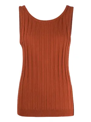 Cashmere In Love Mara Ribbed-knit Tank Top - Brown