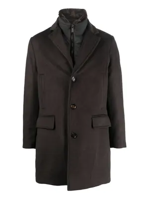 MOORER Single-breasted Notched Coat - Brown
