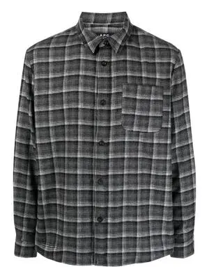 A.p.c. Checked Wool-blend Shirt - Grey