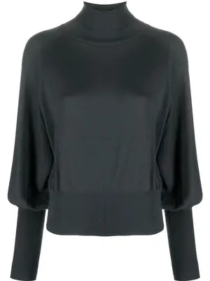 Fabiana Filippi Bishop-sleeved Fine-knit Jumper - Grey
