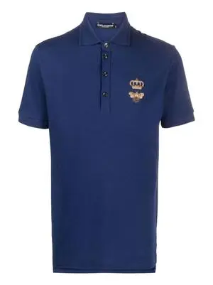 Dolce & Gabbana Embroidered Emblem Polo Shirt - Blue