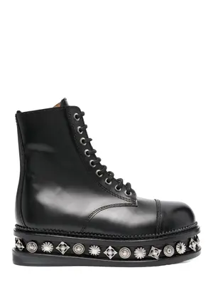 Toga Stud-embellished Leather Boots - Black