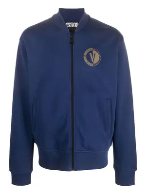 Versace Logo-print Bomber Jacket - Blue