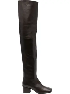 LEMAIRE 60mm Leather Thigh-high Boots - Brown
