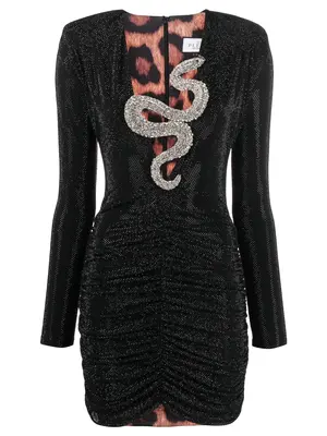 PHILIPP PLEIN Crystal-Embellished Ruched Minidress