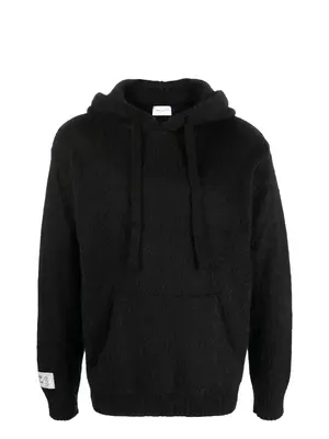 FAMILY FIRST Logo-patch Knitted Hoodie - Black