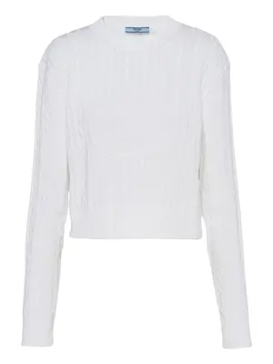 PRADA Prada Logo-intarsia Cable-knit Jumper