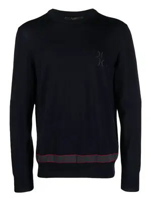 BILLIONAIRE Logo-embroidered Wool-silk Jumper - Blue