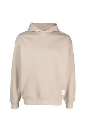 Emporio Armani Logo-patch Cotton Hoodie - Neutrals