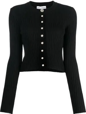 Rabanne Ribbed Wool-blend Cardigan - Black