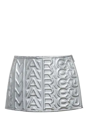 Marc Jacobs Puffy Leather Miniskirt - Silver