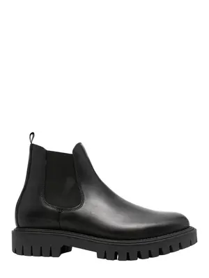 Tommy Hilfiger Round-toe Leather Boots - Black