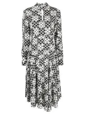 Karl Lagerfeld Monogram-jacquard Silk Midi Dress - Black