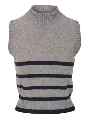 Brunello Cucinelli Striped Sleeveless Cashmere Jumper - Grey
