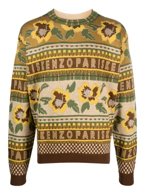 Kenzo Fair Isle Intarsia-knit Crew-neck Jumper - Brown